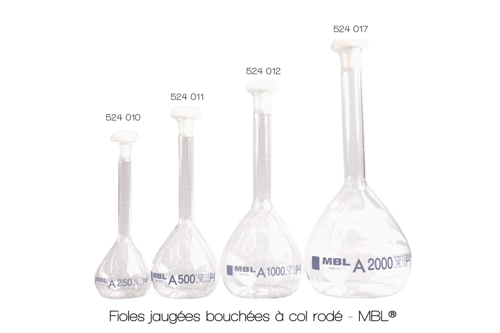Fiole jaugée bouchée à col rodé - Classe A - MBL® | Sciencéthic